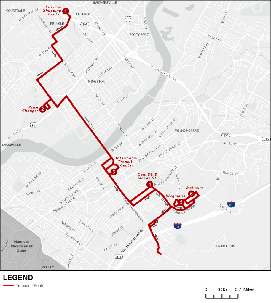 7 – Luzerne Shopping Center – WB Walmart / North – South Connector – LCTA